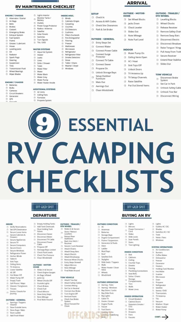 RV Checklists: 9 Most Essential Camping Lists (Download & Print for ...